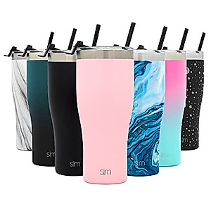 Simple Modern Tumbler with Clear Flip Lid and Straw | Reusable Insulated Water Bottle Stainless Steel Travel Mug | Slim Cruiser Collection | 32oz, Blush