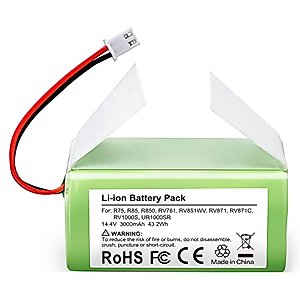 FirstPower Upgraded 3.0Ah Replace Shark RVBAT850 Battery for Shark Ion Robot R75, RV761, RV850C, RV1000S, RV1100VL, RV101AE, UR1000SR, RV700_N, RV720_N Vacuum Cleaners (NOT for 3-Prong Connector)