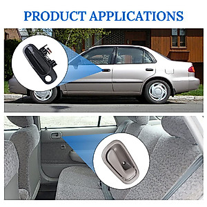 JDMON Compatible with Interior Exterior Door Handles Set Toyota Corolla Chevy Prizm 1998 1999 2000 2001 2002 Front, Rear Passenger, Driver Side Replace 6922002030,6920602050, Pack of 8 (Black & Gray)