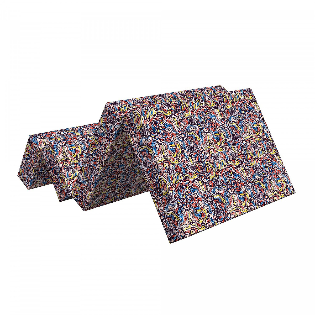 Ambesonne Ethnic Foldable Mattress, Mosaic Bohemian, 74.8" x 35.4", Multicolor