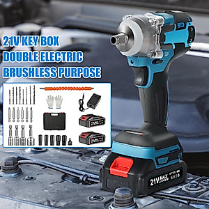 Jadeshay 21V Brushless Impact Wrench, Cordless Electric Screwdriver, Rechargeable Drill Driver with US Plug, 1/2” Drive