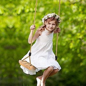 PELLOR Beech Wood Tree Swing Seat Hanging Swing Seat for Adult Kids Children Swing Chair Indoor and Outdoor Garden Play