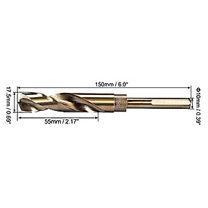 uxcell Reduced Shank Twist Drill Bits 17.5mm High Speed Steel 6542 with 10mm Shank for Stainless Steel Alloy Metal Plastic Wood