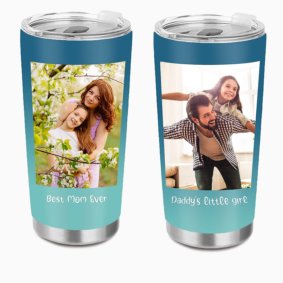 YESCUSTOM Personalized Tumbler with Photo Text, Gradient Pictures Stainless Steel Insulated Tumblers Coffee Travel Mug, Custom Gifts for Anniversary Surprise Birthday for Dad, Mom, Friend-20 Oz