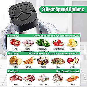 Electric Meat Grinder, Qinkada 500W Food Processor 3.5L Chopping Meat, 14Cup Large Stainless Steel Electric Food Chopper with 4 Sharp Blades 3 Rotating Speed Levels and Spatula