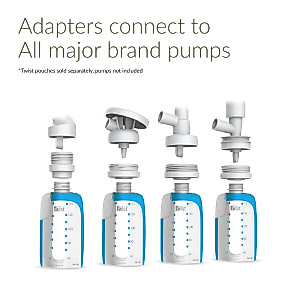Kiinde Twist Milk Storage Bag Breast Pump and Baby Bottle Direct Pump Adapter Kit for All Major Breast Pump Brands, Leak-Free, Transfer-Free Pumping Directly Into Bag, Multi-Pack