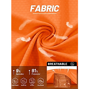 TACVASEN Women's Athletic Jacket Sun Protection Shirt Orange Tops for Women Workout Jackets UPF 50+ Summer Rash Guard