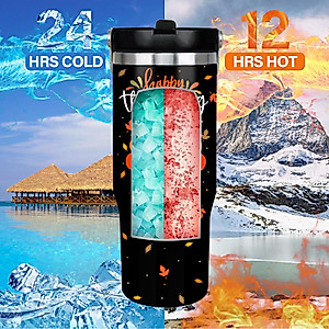 aquoechd 30 oz Fall Tumbler with Lid and Straw, Autumn Leaf and Turkey Flip Straw Tumbler Insulated Coffee Travel Mugs Cup Water Bottle Fall Thanksgiving Gifts for Women Girls