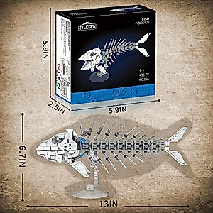 ZYLEGEN Fish Fossil Building Block Kit,Fish Skeleton Model Bricks Kit Decoration,Cool Ideas Gift Toy Set for Deap Sea Fish Fans,Decorative Fish Bone Model for Office,Living Room,Shelf,Home Decor