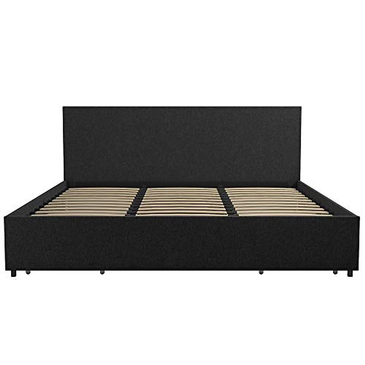 Novogratz Kelly Bed with Storage, King, Dark Gray Linen