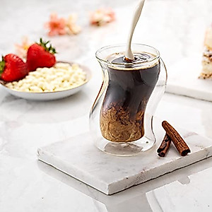 JoyJolt Pivot Double Insulated Cocktail Glasses - Set of 2 Unique 8 oz Double Wall Tumbler - Engaging Optical Effect Double Wall Glass - Suitable for Tea, Cappuccino, Coffee, or Iced Beverages