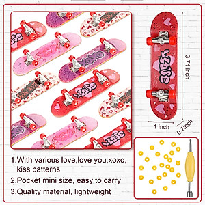 Valentines Day Gifts for Kids, 24 Pcs Kids Valentines Mini Finger Skateboards with 24 Interchangeable Wheel and Mini Screwdriver for Boy Girl Classroom Valentines Party Favor, Exchange Prizes Gift