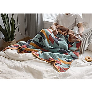 GunziStreet Microfiber Throw Blanket Boho Super Soft Fuzzy Bed Home Decor Sofa Couch Chair Farmhouse Decorative Camping Outdoor (Ashiya, 47''x59'')