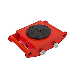 FAHKNS Machinery Moving Skate Heavy Duty Machinery Skates Cargo Mover 6T Machine Skates with 360° Rotation Cap 4 PU Rollers for Heavy Duty Industrial Moving Equipment(Red)