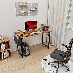 Computer Desk - 47 Inch Office Desk, Modern Desk with Storage, Wood Writing Desk, Corner Desk for Small Space, Executive Work Desk, Home Desk for Bedroom