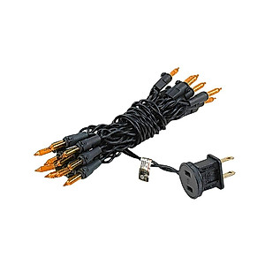 Novelty Lights 20 Light Orange Christmas Craft Mini Light Set, Non-Connectable, Black Wire, 8' Long