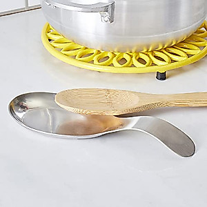 Home Basics Stainless Steel Spoon Rest, Kitchen Spoon Utensil Holder, Dishwasher Safe, Silver