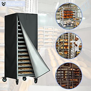 Wulbesin Bread Rack Cover,23"x28"x64" Pan Rack Cover, Bread rack dust cover with zipper, high density waterproof oxford cloth material