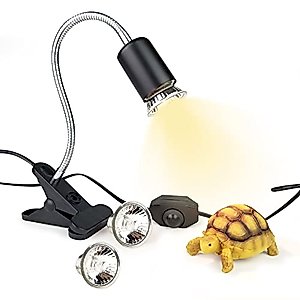 BINANO Heat Lamp for Reptiles Turtle with 25W/50W UVB UVA Bulb with Adjustable Heat Switch with 360 Adjustable Angle&Strong Clips for Reptiles Aquarium/Tank