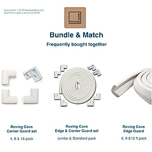Roving Cove Corner Protector for Baby (16 Large Corners), Hefty-Fit Heavy-Duty Soft Rubber Foam Furniture Corner Bumper Guards, 3M Adhesive Pre-Taped, Oyster White (Off White)