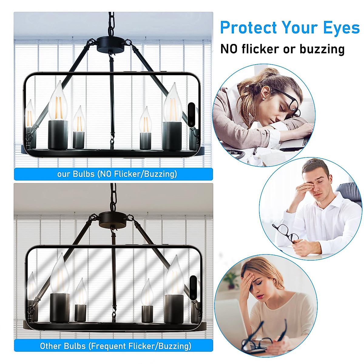 LONIUTO LED Light Bulbs 60 Watt Equivalent, 12 Pack Vintage LED Flame Tip Candelabra Bulb, E12 LED Bulb Dimmable 4000K Daylight, E12 LED Bulb Clear Glass, for Chandeliers, Ceiling Fan, Pendant