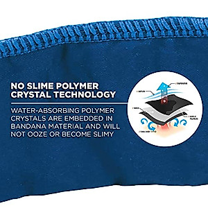 Ergodyne - 12399 Chill-Its 6702 Cooling Bandana, Evaporative Polymer Embedded Material for Cooling Relief Solid Blue