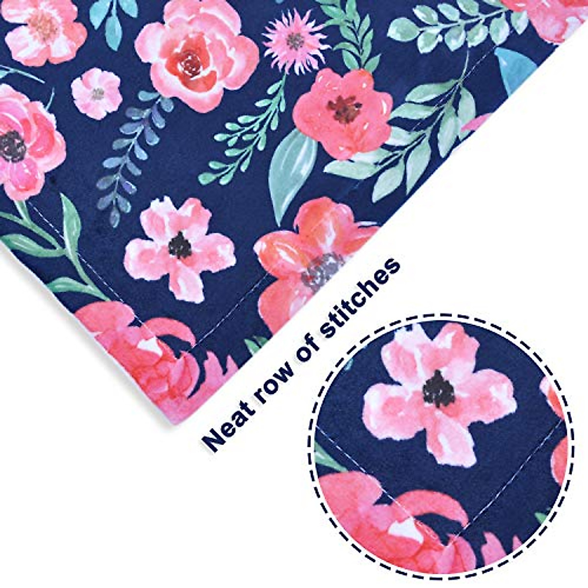 HOMRITAR Baby Blanket for Girls Super Soft Double Layer Minky with Dotted Backing, Elegant Receiving Blanket with Pink Floral Multicolor Printed Blanket 30 x 40 Inch(75x100cm), Navy Blue