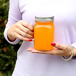 Kate Aspen Large Glass Jars with Lids and Handles, Mason Jars Mugs, Drinking Glass and DIY Favor Decor, Wide Mouth, 12 oz. (1)