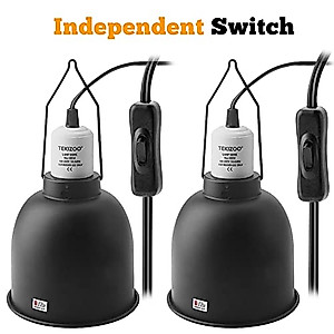 TEKIZOO Reptile Light Fixture 5.5 Inch Deep Dome Aluminum Optical Reflector Cover for Tortoise Habitat and Reptile Tank Glass Terrariums(2 Pack)