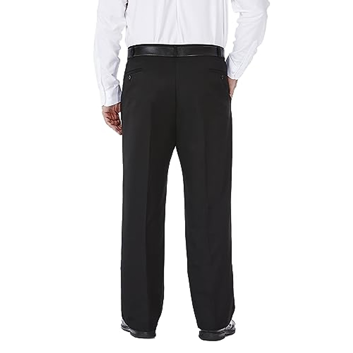 Haggar mens Cool 18 Hidden Expandable Waist Pleat Front Pant- Regular and Big & Tall Sizes dress pants, Black, 38W x 32L US