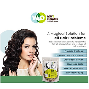 Herbal Hair Oil Mix of 21 Herbs for Thick Long Hair Growth 150 grams, Hairfall, Hair Repair, Scalp Care, Haircare Products Both for Men & Women - Way4Organic
