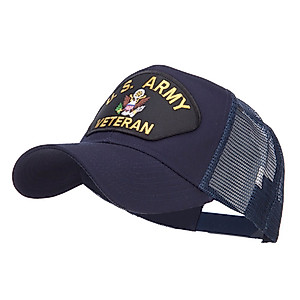 e4Hats.com US Army Veteran Military Patched Mesh Cap - Navy OSFM