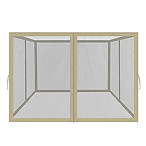EasyLee Gazebo 10x12 Replacement Mosquito Netting, 4-Panel Screen Walls for Outdoor Patio with Zipper, Universal Mosquito Net for Tent Only (Beige)