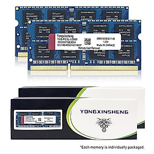 Yongxinsheng DDR3 / DDR3L 8GB Kit (4GBx2) Laptop RAM 1600MHz PC3L/PC3-12800 SODIMM Non-ECC Unbuffered 1.35V/1.5V 2Rx8 Dual Rank 204 Pin CL11 Notebook Computer Memory Upgrade Module(Blue)