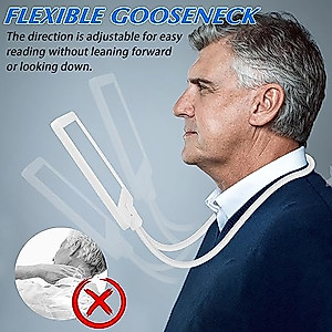 NZQXJXZ Large 5X Hands Free Magnifying Glass for Reading Neck Wear Magnifier Flexible Gooseneck Full Book Page Magnifier for Seniors Repair Sewing Cross Stitch