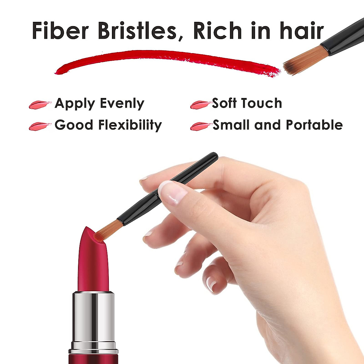 50Pcs/Set Lip Brushes, Disposable Lip Brush Lip Gloss Makeup Brush, Lipstick Gloss Wands Applicator Cosmetic Tool Kits（Black）