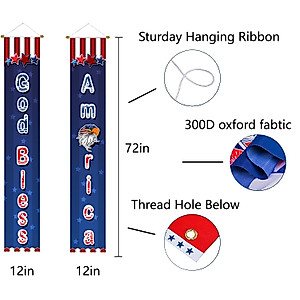 God Bless America Banner Patriotic Porch Decorations National Independence Day Hanging Flags Porch Sign American Memorial Day Party Supplies