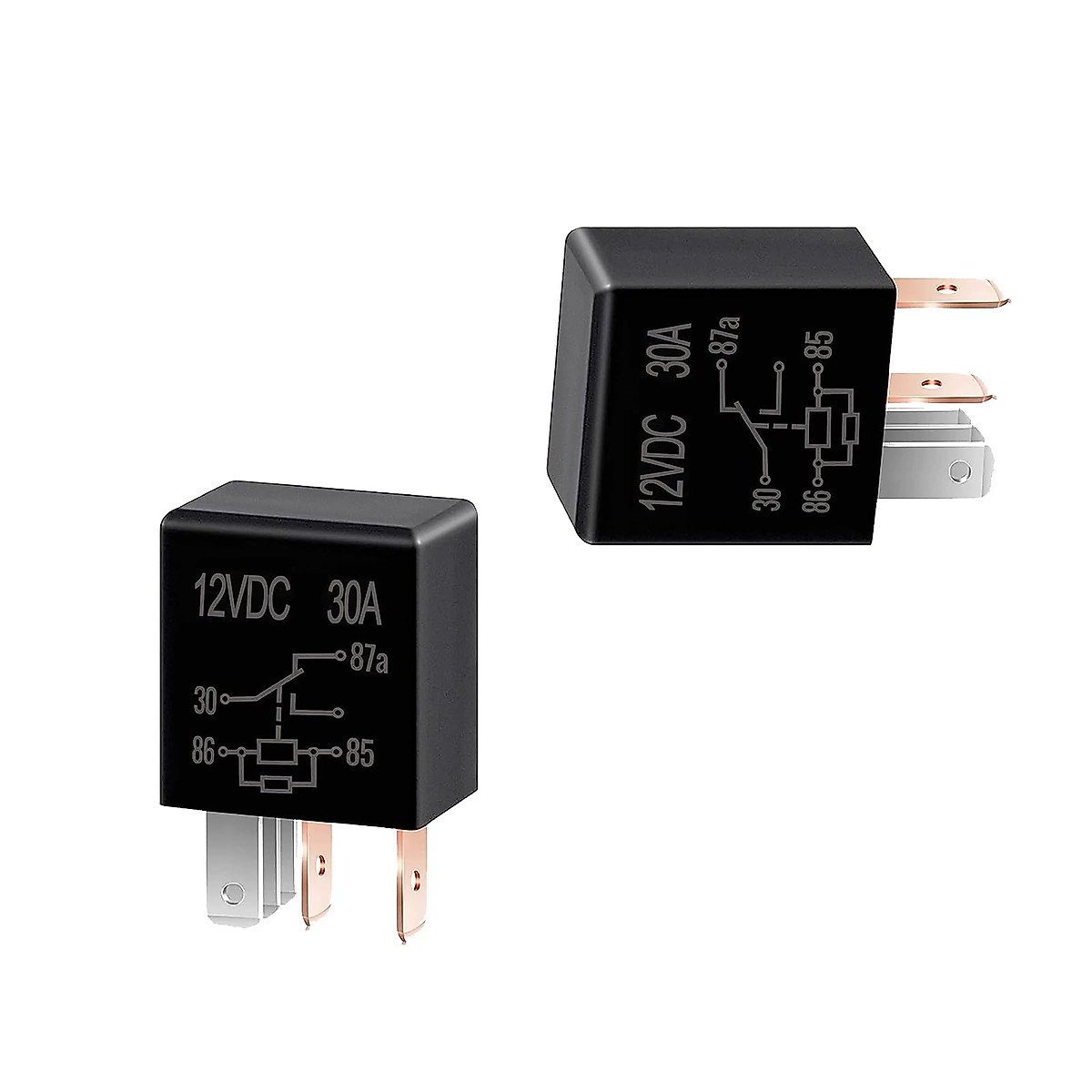 Yumfugu 2 PCS Car 5 Pin 12V 30A Relay, Multi-Purpose 30A Waterproof Heavy Duty Relay Replacement, Universal Automotive Conditioner Relay Accessories for Cars SUVs Trucks (Black)