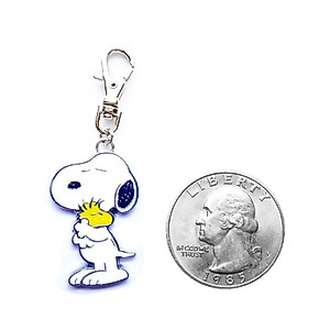 SNOOPY LOVES WOODSTOCK PEANUTS JEWELRY CHARM FOR ZIPPER PULL DOG CAT PET COLLAR PURSE LEASH DIY ETC