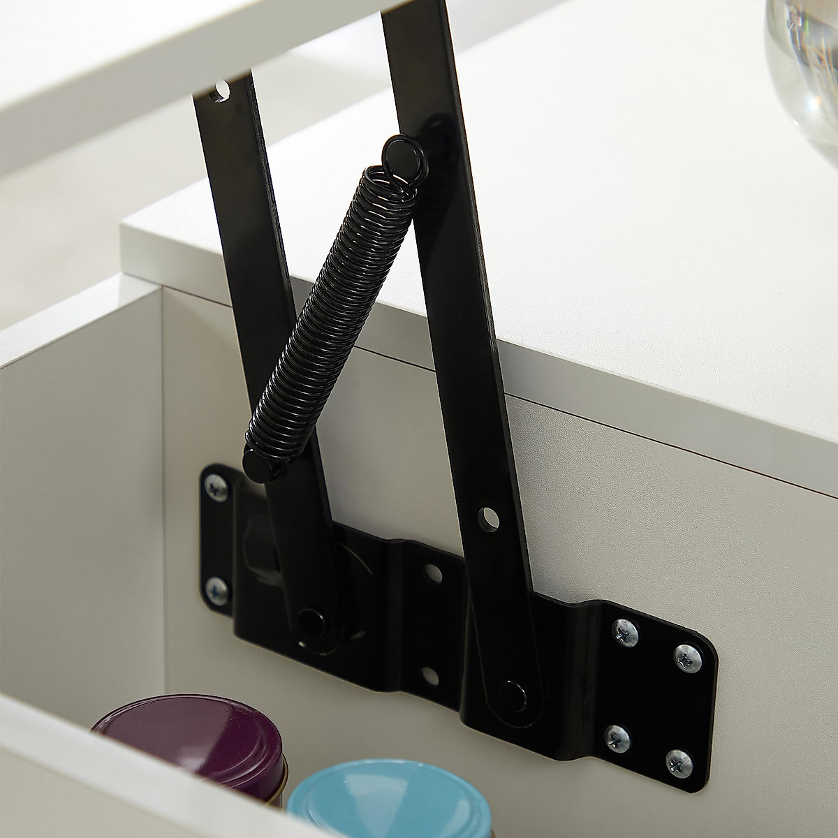 JZXSHD White Wood Lift Top Coffee Table with Hidden Compartment and Adjustable Storage Shelf, Solid Wood Legs Coffee Table with Open Storage Shelf for Home Living Room, Office