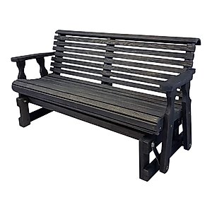Amish Heavy Duty 800 Lb Roll Back Pressure Treated Porch Glider (4 Foot, Semi-Solid Black Stain)