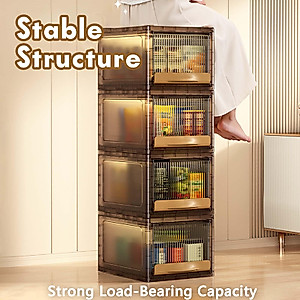 Maricruz Stackable Storage Bins With Lids,Storage Bins With Front Doors,Transparent Storage Cabinet,Stackable Closet Organizers Perfect For Home, Office,Dorm Room(4 Pack,Clear, 8gal)