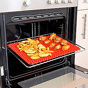 Silicone Baking Mat Red Pyramid - Nonstick Bakeware Microwave Bacon Cooker Pastry Mats Red BBQ Grill Mat Baking Supplies - 16 X 11'' Healthy Food Grade Silicone Mats For Kitchen Counter Grilling Mat