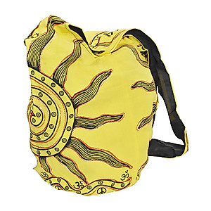 Mandala Crafts Yellow Sun Hippie Bag Large Hobo Bags for Women - Boho Purse Hobo Crossbody Bags for Women - Boho Shoulder Bags Indie Style Bohemian Bag Sling Bags