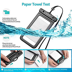 newppon Cell Waterproof Phone Pouch : 2 Pack Water Proof Dry Bag Case with Lanyard - Underwater Universal Clear Cellphone Holder Large Protector for Samsung Galaxy Note for Diving Fishing Waterpark