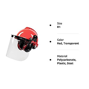 NEIKO 53889A Safety Face Shields, Forestry Helmet with Shield and Earmuffs, Chainsaw Helmet with Face Shield, Hard Hat Safety Gear Equipment, Protective Face Shield and Mesh Shield for Face Protection