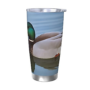jshmgchw 3d Mallard Ducks 20oz Tumbler, Car Cup With Lid And Straw, Spill-Proof, Stainless Steel Double Wall Vacuum Insulated Reusable Coffee Travel Mug, For Cold Drinks, Hot Beverage