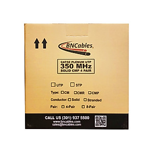 CAT5e (CMP) Plenum Cable, 1000FT | 24AWG 4Pair, 350MHz Solid Network Cable Unshielded Twisted Pair (UTP), Available in Blue, White, Gray & Black Color