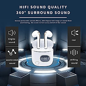 Villepni Bluetooth Wireless Earbuds, Wireless 5.1 Bluetooth Headset, Led Power Display Earphones, IPX7 Waterproof Earbud Noise Reduction Microphone, Suitable for Leisure Entertainment/Work