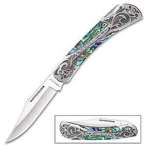 Timber Wolf Gentleman’s Pocket Knife - Lock Back, Stainless Steel Blade (Abalone)